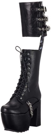 Lamoda Damen Phantom Knee High Boot, Black Pu Skull, 39 EU