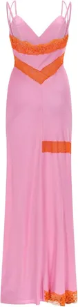 Msgm Lace-Trim Acetate Dress - Pink
