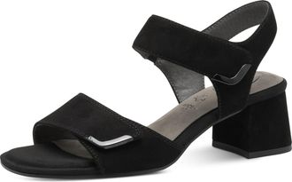 Tamaris Comfort Damen Sandalen mit Absatz aus Leder mit Blockabsatz, Schwarz (Black Suede), 41 EU