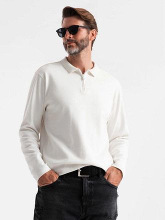 Ombre Longsleeve Herrenpolo Longsleeve mit Rei&szlig;verschlusskragen