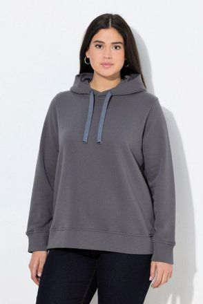 Ulla Popken Sweatshirt Super softer Hoodie Rippb&uuml;ndchen Kapuze Langarm