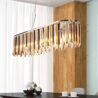 Searchlight Clarissa - 8 Lichtleiste Deckenanhänger Chrom, Crystal Prism Drops, E14 - Searchlight