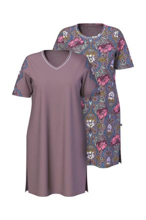 Ulla Popken Bigshirt Bigshirts 2er-Pack Bl&uuml;ten Rundhals/V-Ausschnitt