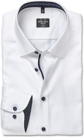Marvelis Herren Businesshemd Langarm 750384,Einfarbig,Body-fit,New York Kent,Weiss 00,44