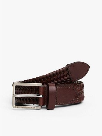 Tommy Hilfiger Ceinture en cuir tress&eacute; &agrave; boucle carr&eacute;e