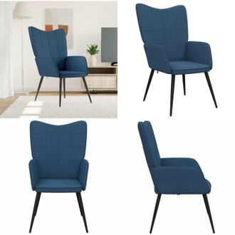 vidaXL Chaise de relaxation Bleu Tissu - Fauteuil Moderne - Chaise Relaxante - Chaise Bleue - Mobilier Salon - Chaises Confortables - Home & Living