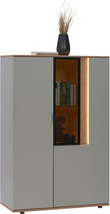 Dieter Knoll Collection Highboard, Eiche, Hellgrau, Metall, furniert, 5 F&auml;cher, 92.9x136.6x42 cm, Typenauswahl, Beim&ouml;bel erh&auml;ltlich, in verschiedenen Holzdekoren erh&auml;ltlich, 