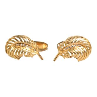 Dolce & Gabbana unisex, Accessoires, Jaune, Taille: ONE Size Bouton de Manchette Feuille Cristal Or Accessoire