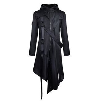 Generic Steampunk Jacke Herren, Gothic Jacke Herren, Smokings Für Herren Mittelalter Renaissance Retro Uniform Einfarbig Steampunk Gehrock Herren Stehkragen M