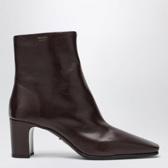 Prada Dunkelbraune Stiefeletten aus Kalbsleder