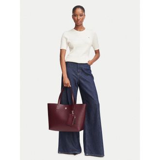 Tommy Hilfiger Handtasche Tommy Hilfiger Th Icon Tote Mono AW0AW19004 Dunkelrot