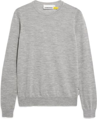 Armedangels Damen Pullover aus Merino-Wolle ELDIAA Merino Slim Fit Light Grey Melange