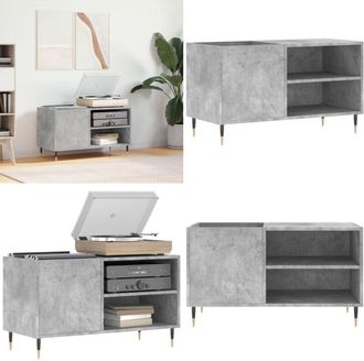 vidaXL Plattenschrank Betongrau 85x38x48 cm Holzwerkstoff - Plattenregal - Schallplattenregale - Vinyl Regal - Musik Regalsystem - Wohnzimmer Dekoration