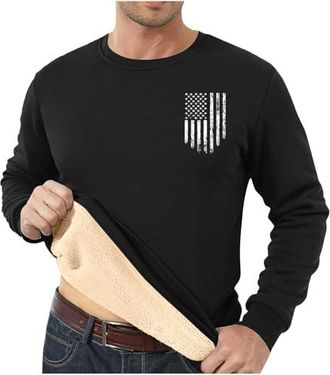 Generic Sweat-shirt moelleux pour homme - Printemps et automne hiver - Imprimé 2D - Drapeau national rétro - Tendance - Velours épais - Col rond - Sans capuch