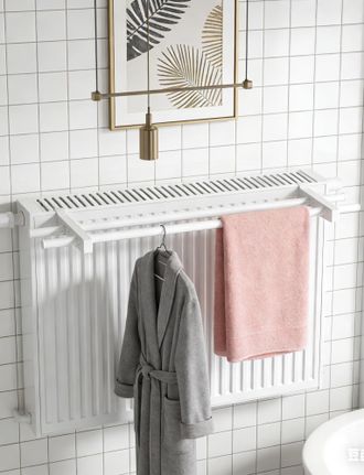 Generic Doppelter W&auml;schest&auml;nder &uuml;ber dem Heizk&ouml;rperregal, Handtuchhalter ohne Bohren for Heizung, Badezimmer und Wohnzimmer(Double bar,40cm/16in)