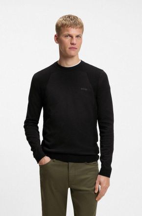 HUGO BOSS Strickpullover Rundhalsauswschnitt, Regular Fit, Struktur-Strick