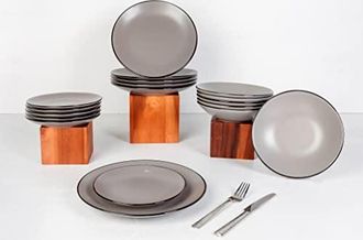 Cosy & Trendy 1904262 Tafelservice, 18-teilig, Speckle Grey, 6 Personen