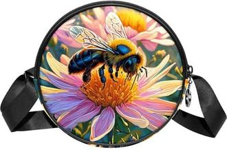 Generic Petit sac &agrave; bandouli&egrave;re rond pour femme, sac &agrave; bandouli&egrave;re r&eacute;glable avec fermeture &eacute;clair, sac &agrave; main rond d&eacute;contract&eacute; pour femmes et filles