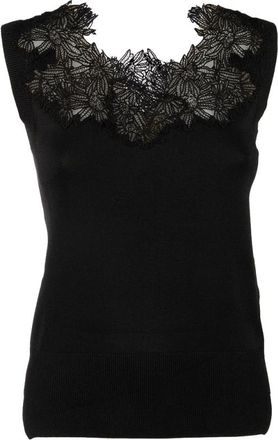 Ermanno Scervino Femme, Tops, Noir, Taille: 36 FR D&eacute;bardeur Orn&eacute; de Dentelle