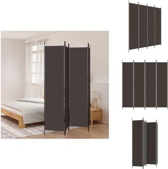 vidaXL 4-tlg. Paravent Braun 200x220 cm Stoff - Paravent - Raumteiler - Trennwand - Zimmerabtrennung - Sichtschutz