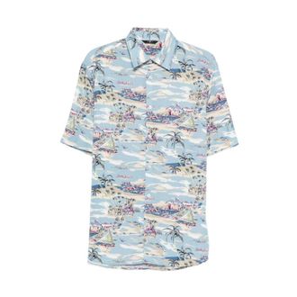 7 For All Mankind Homme, Chemises, Bleu, Taille: M Camicia stampa mezza maniche