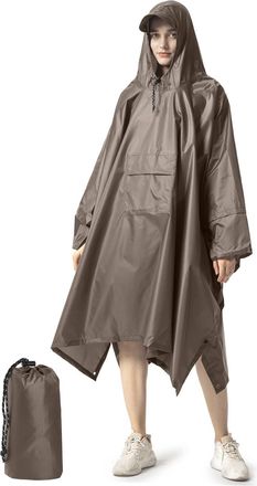 Nuur Regenponcho Herren Damen Unisex Regencape Regenmantel Regenjacke Wasserdicht Hiking Cycling Outdoor 3in1 Mehrzweck Wiederverwendbar Rain Poncho mit Ka