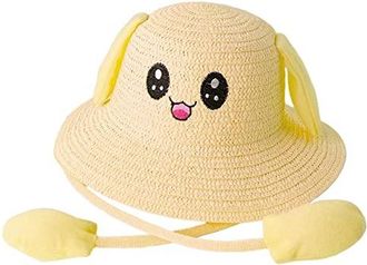 Perfeclan Lapin Casquettes Chapeau de Soleil Pliable avec Des Oreilles Mobiles Chapeaux de Plage Portable Casual Pêcheur Casquettes Grand, JAUNE