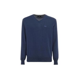 La Martina Basic Pullover aus Baumwoll-Woll-Mix - - Knitwear - Herren - Blau - L