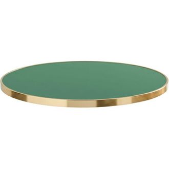 Oviala Plateau de table rond blanc avec cerclage dor&eacute; 60 cm vert mat/dor&eacute;
