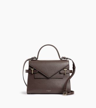 Le Tanneur Sac &agrave; main double rabat moyen mod&egrave;le Emilie en cuir grain&eacute;
