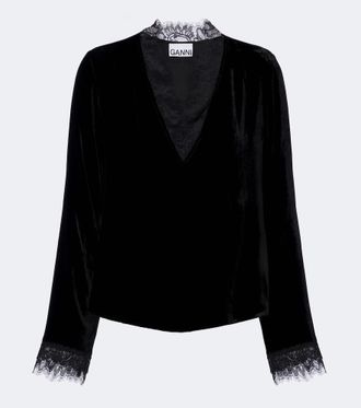 Ganni Top mit Spitze