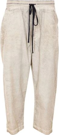 Thom Krom Homme, Pantalons, Beige, Taille: M Pantalon Cropped &agrave; Taille &Eacute;lastiqu&eacute;e