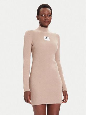 Calvin Klein Jeans Kleid für den Alltag LV047D308G Beige Slim Fit