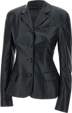 Rotate Rotate Birger Christensen, Femme, Vestes, Noir, Taille: 40 FR Veste Blazer Noire en Similicuir Ajust&eacute;e