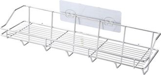 Valiclud Edelstahl K&uuml;chenregal Bohrfrei mit 6 Haken Wandaufbewahrungsregal f&uuml;r Bad und K&uuml;che Organizer mit Hohlem Design Zur Platzsparenden Aufbewahrung