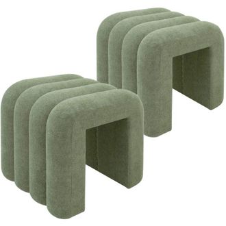 Mobili Rebecca Hocker Rebecca Mobili Bamya 40x38x40 Polyestergewebe MDF Dunkelgr&uuml;n Modern SET 2 St&uuml;ck