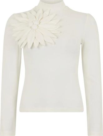 Farm Rio Farm Rio - T-shirt Manches Longues &agrave; Appliqu&eacute;s Floraux - Femme - Tops - Blanc - Taille: 38 FR