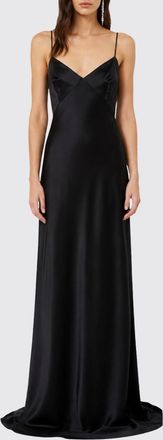 Max Mara Langes Abendkleid aus Satin mit V-Ausschnitt und kleiner Schleppe