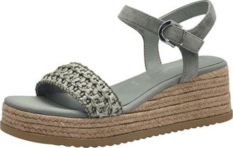 Tamaris Damen Plateau Sandalen Leder Sommer; SAGE/grün; 41 EU