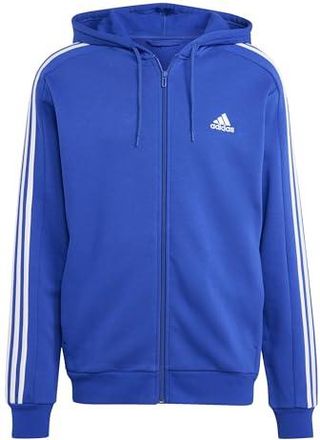 adidas Adidas Essentials Sweat &agrave; Capuche zipp&eacute; en Polaire 3 Bandes pour Homme, Bleu Semi-lucide, XL