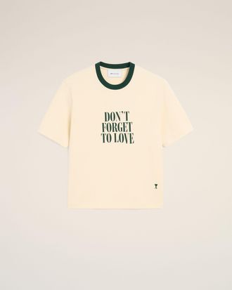 Ami Ami Paris - T-shirt &eacute;cru imprim&eacute; en coton Dont forget to love Ivoire - Taille : XXXL - Unisex
