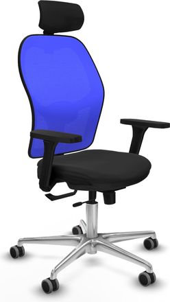 Piqueras y Crespo Ergonomischer Stuhl f&uuml;r die Arbeit zu Hause, mit 3D-Armen, h&ouml;henverstellbare Lendenwirbelst&uuml;tze und h&ouml;henverstellbares Kopfteil, Blau/Schwarz