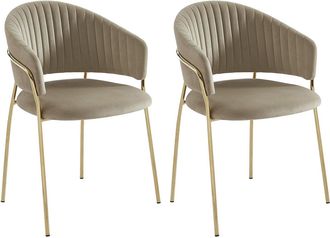 Pascal Morabito Stuhl 2er-Set - Samt & goldfarbenes Metall - Beige - MADOLIA