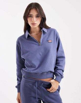 Superdry Athletic - Pull zipp&eacute; &agrave; col - Bleu marine