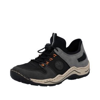 Rieker Slip-On Sneaker RIEKER, Damen, Gr. 36, schwarz, grau, Lederimitat, Textil, Schuhe, Slipper, Schlupfschuh, Freizeitsneaker mit Schnellverschluss
