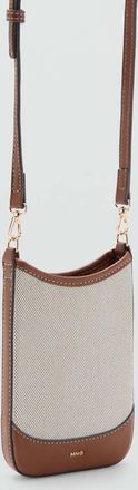 Mango Housse de t&eacute;l&eacute;phone bandouli&egrave;re en toile beige - Femme - Taille unique - MANGO