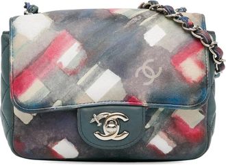 Chanel Hobo Bags - Mini Square Classic Airlines Printed Lambskin Sing - Gr. unisize - in Blau - f&uuml;r Damen
