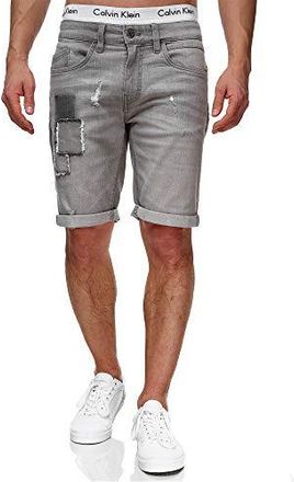 Indicode Hommes Roberts Jeans Shorts | Pantalon Court en Jean &agrave; 5 Poches Lt Grey XXL