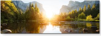 Paul Sinus Art Wandbild auf Leinwand 150x50cm Sonnenaufgang im Yosemite-Nationalpark