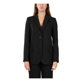Twinset Pailletten Einreiher Jacke mit Nadelstreifenmuster - - Jackets - Damen - Schwarzk - L